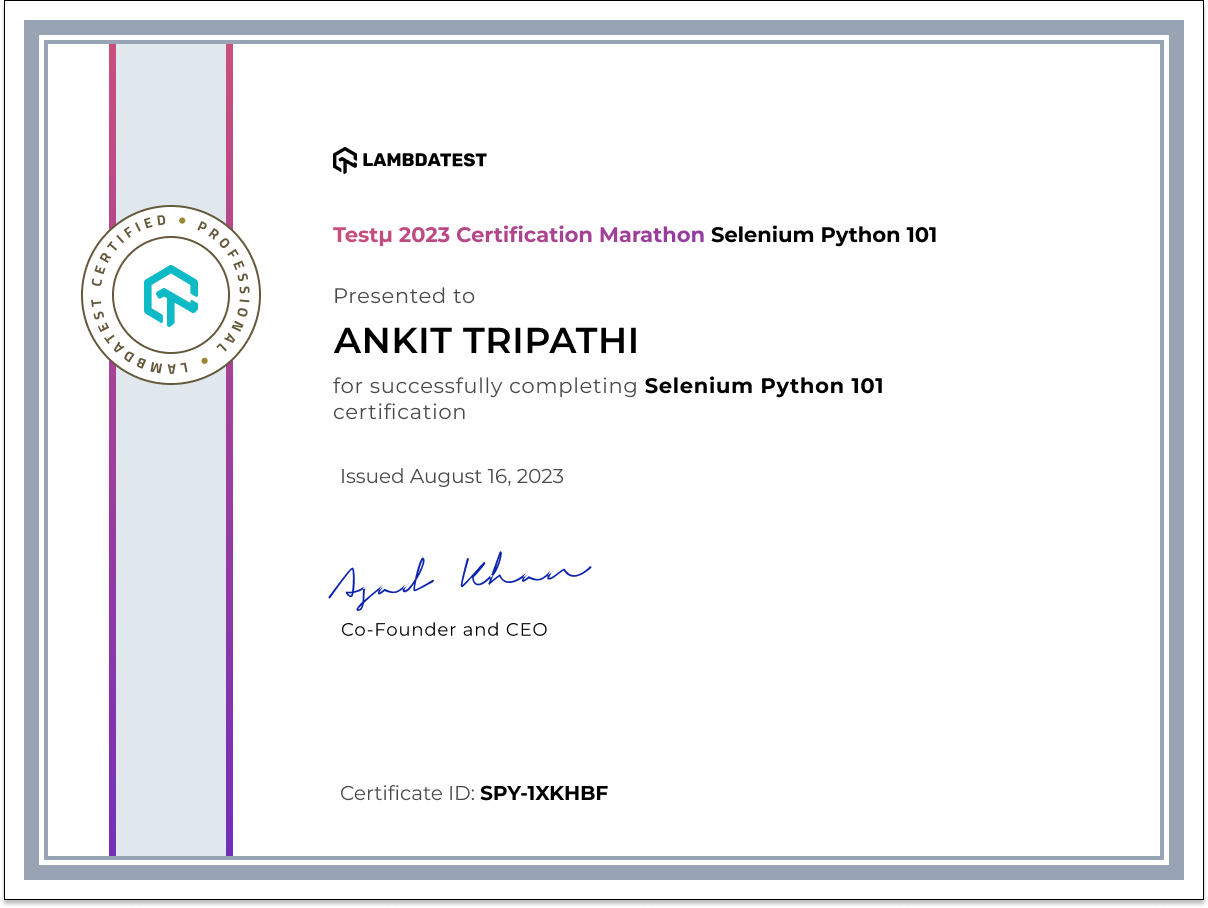 Ankit Tripathi - Senior Lead SDET @LTIMindtree | Test Architect | PCAP ...