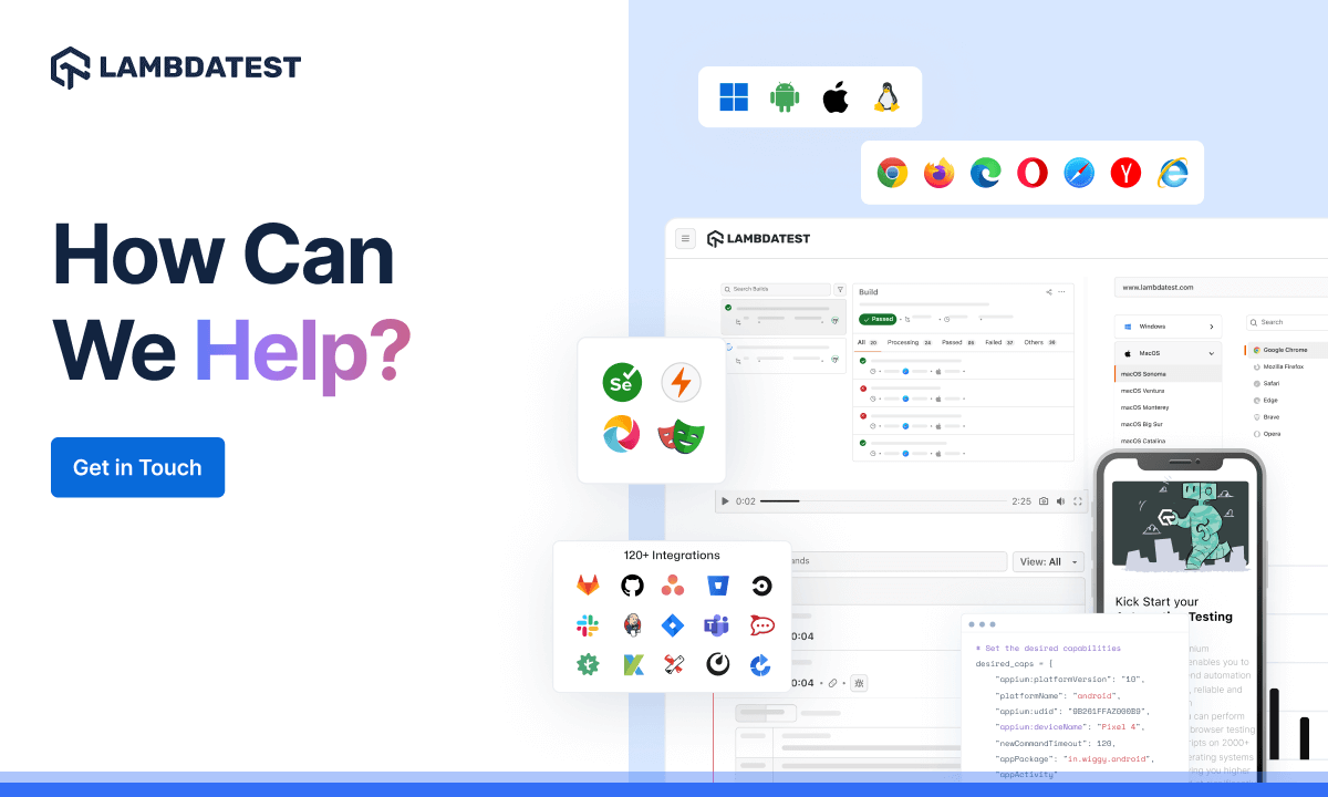 Contact LambdaTest to Fulfil All your Cross Browser Testing Needs